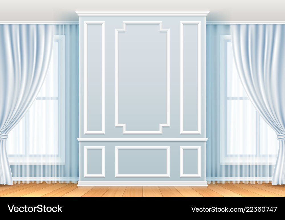 Classic interior white wall with moulding frames Vector Image