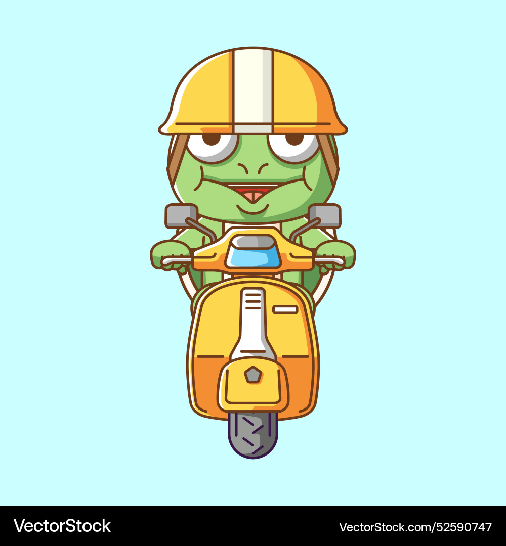 Cute turtle riding scooter animal kawaii chibi Vector Image