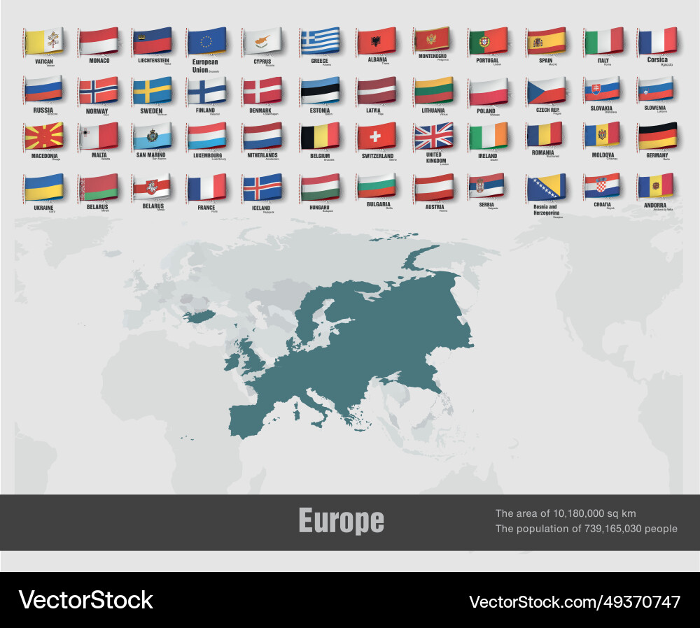 European maps divided by countries Royalty Free Vector Image