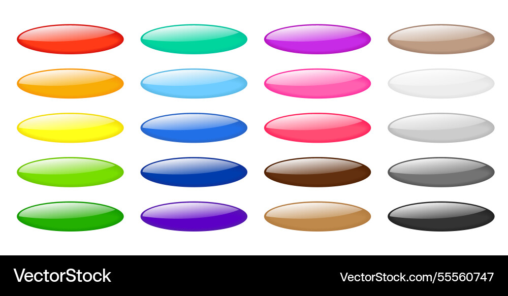 Glossy oval web buttons 3d icons in ellipse shape Vector Image