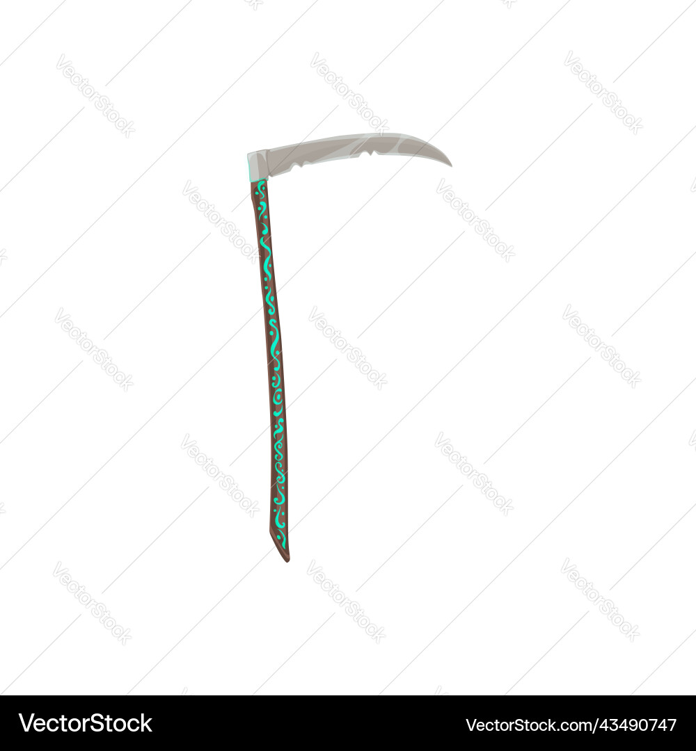 Halloween scythe grim reaper tool with signs Vector Image