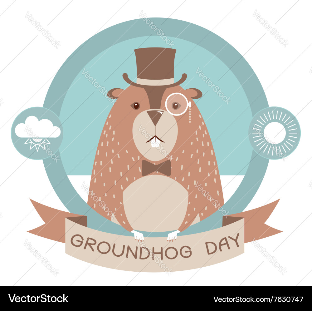 Happy groundhog day label isolated on white Vector Image