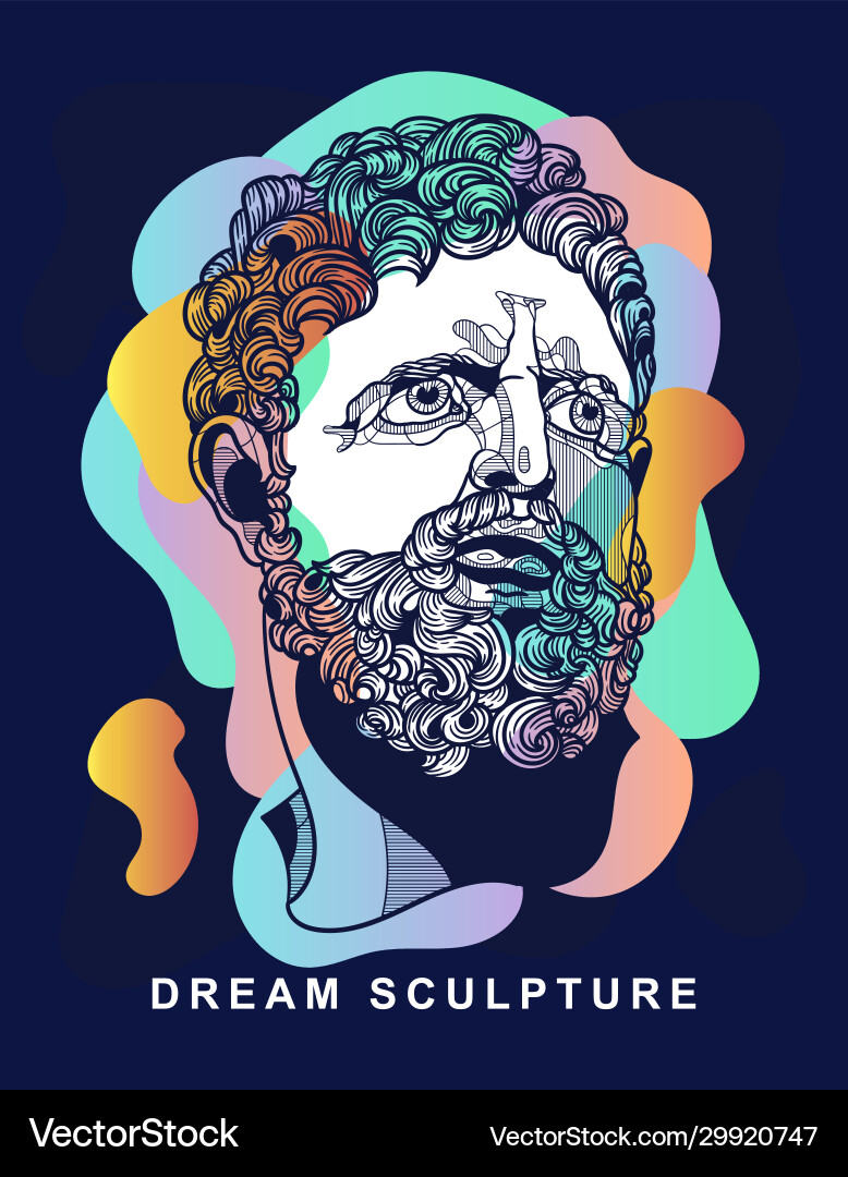 Hercules portrait sculpture dream style Royalty Free Vector