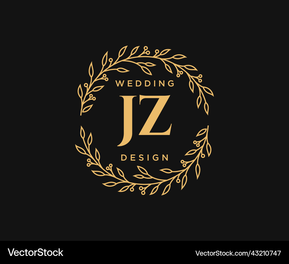 Jz initials letter wedding monogram logos Vector Image