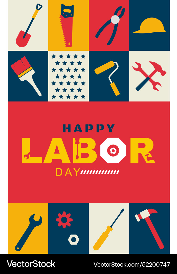 Labor day with flat style Royalty Free Vector Image