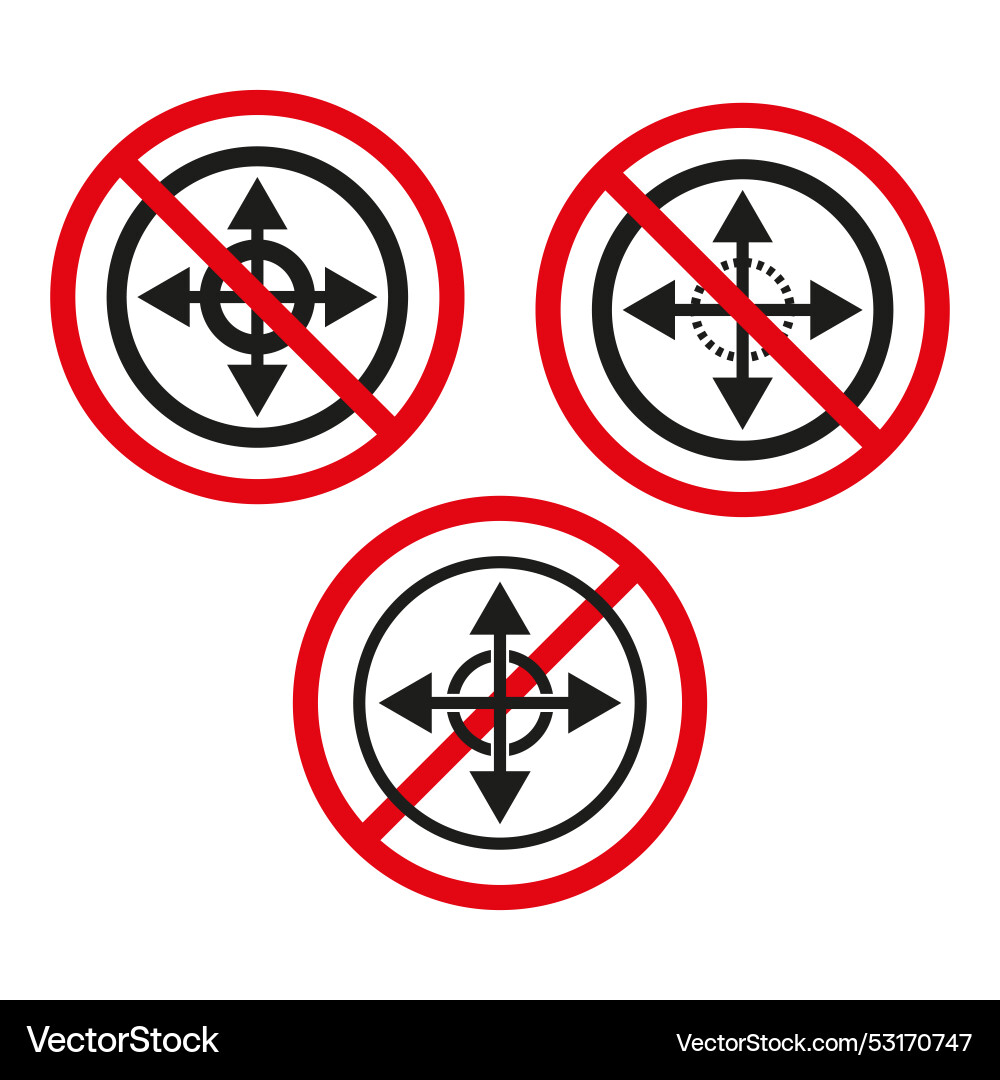 No moving sign red circle symbol directional Vector Image