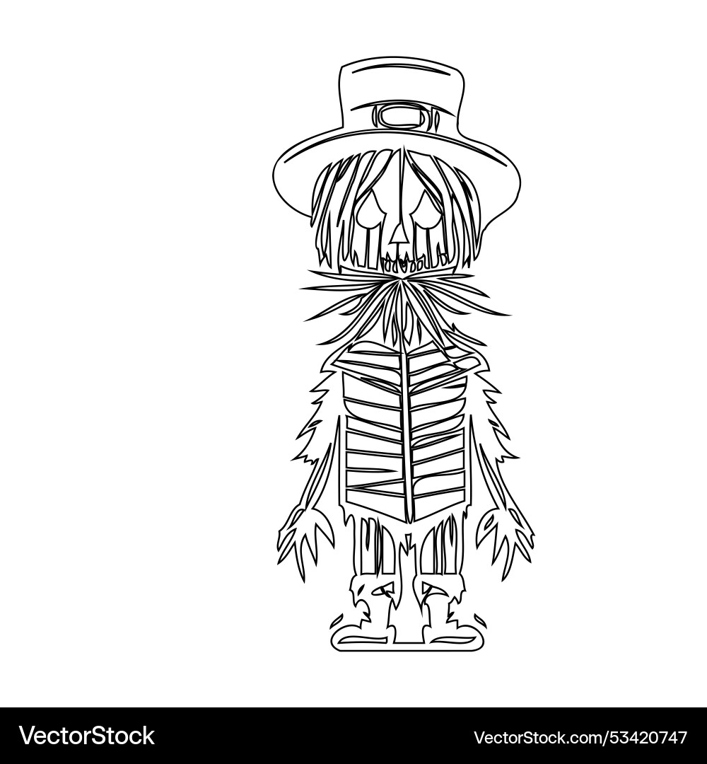 Scarecrow halloween sketch outline Royalty Free Vector Image