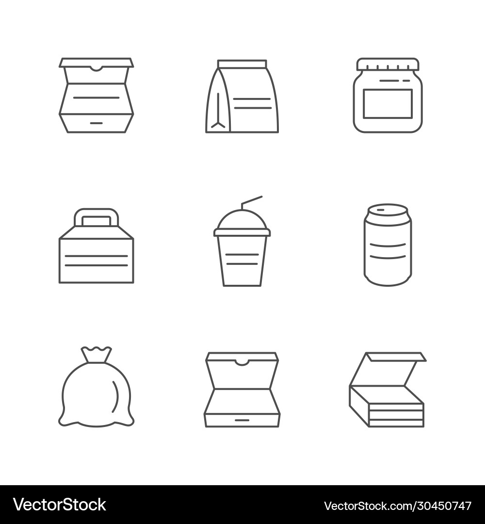 Set line icons food packaging Royalty Free Vector Image