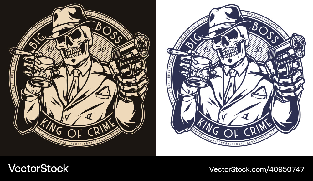 Skeleton Mob Boss - Vintage Label Royalty Free Vector Image