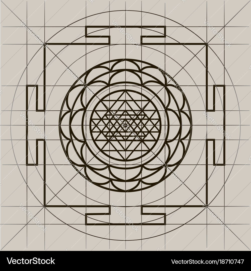 Sree yantra sacred geometry Royalty Free Vector Image