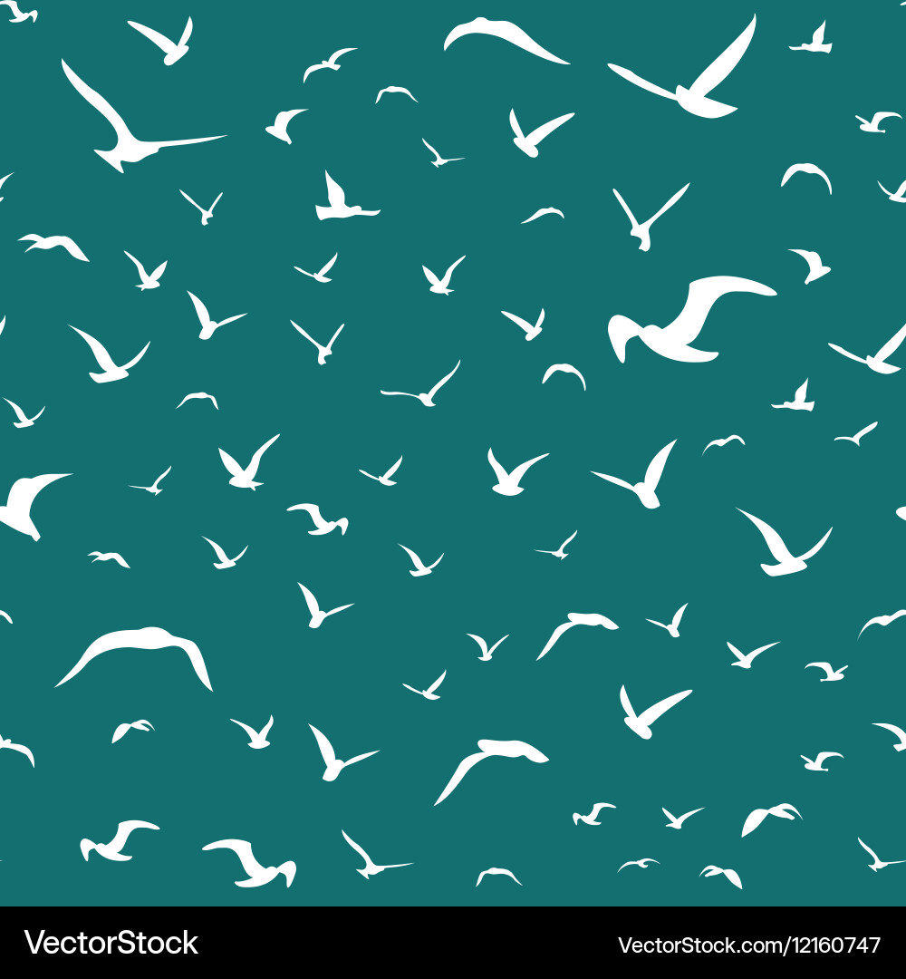 White Seagulls Flying Pattern Royalty Free Vector Image