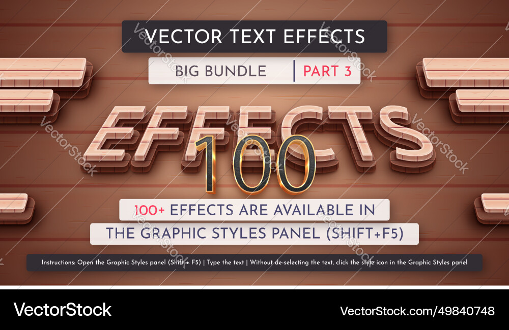 100 editable text effects mega bundle Royalty Free Vector