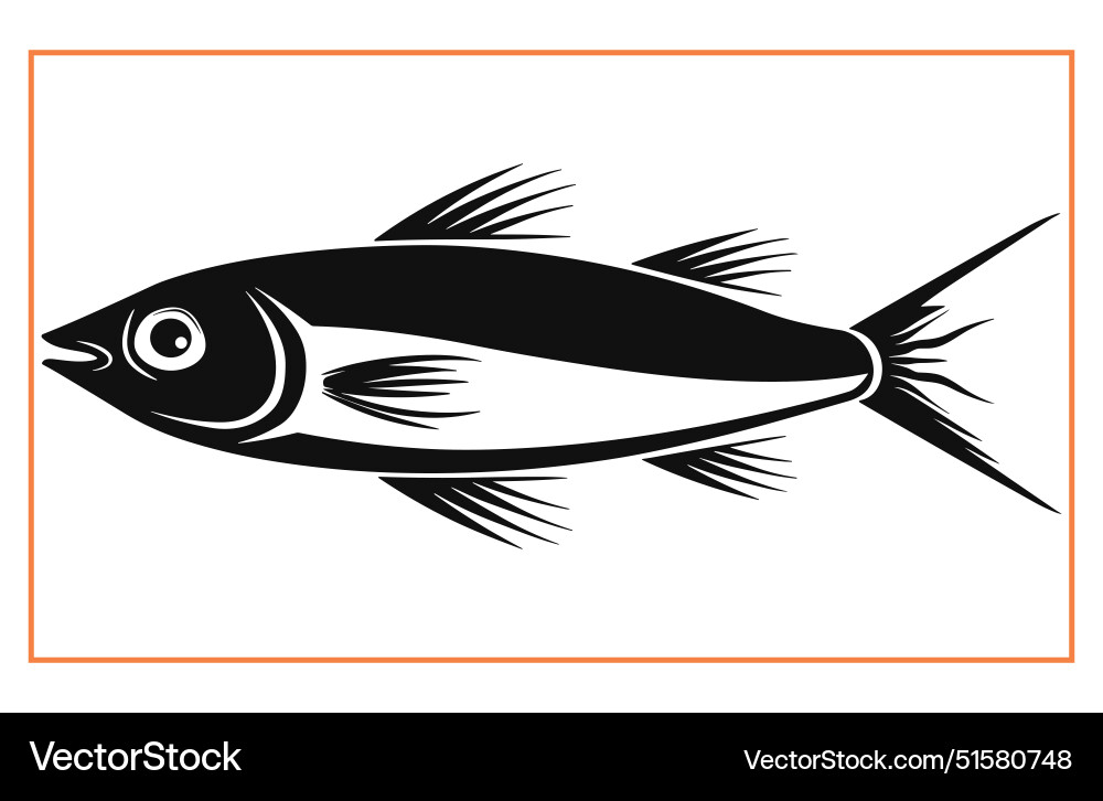 Anchovy fish silhouette isolated on white Vector Image