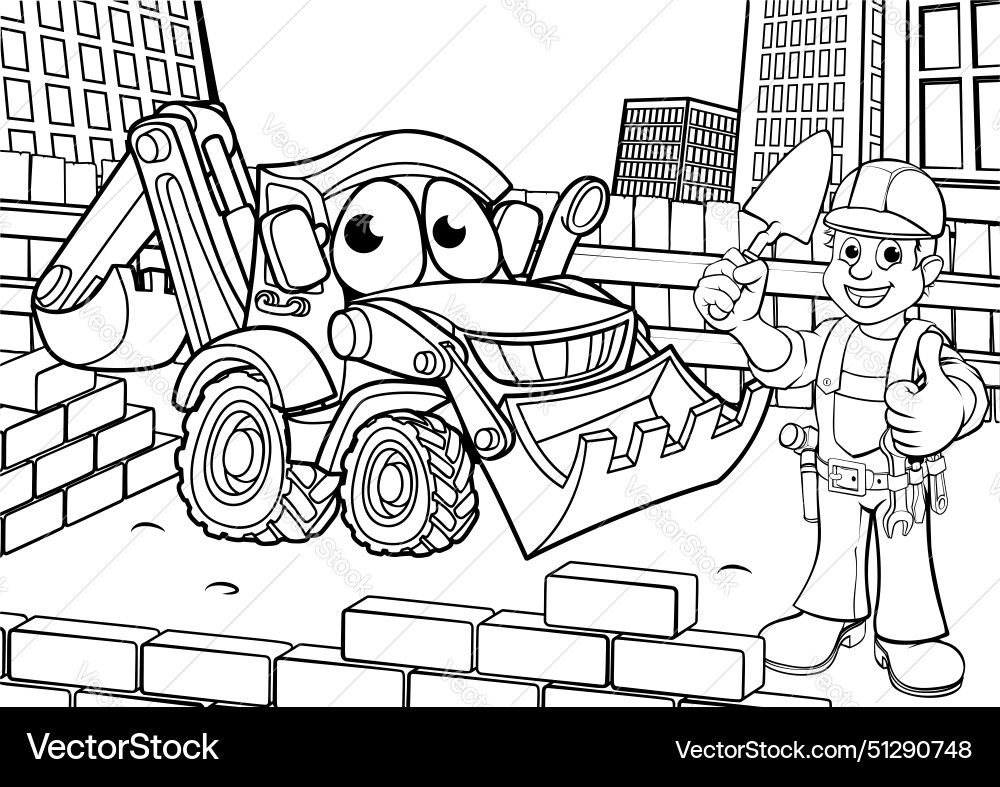 Construction building site scene coloring Vector Image