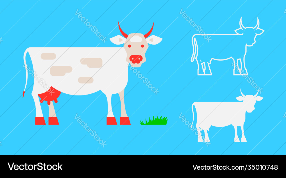 Cow simple icons Royalty Free Vector Image - VectorStock