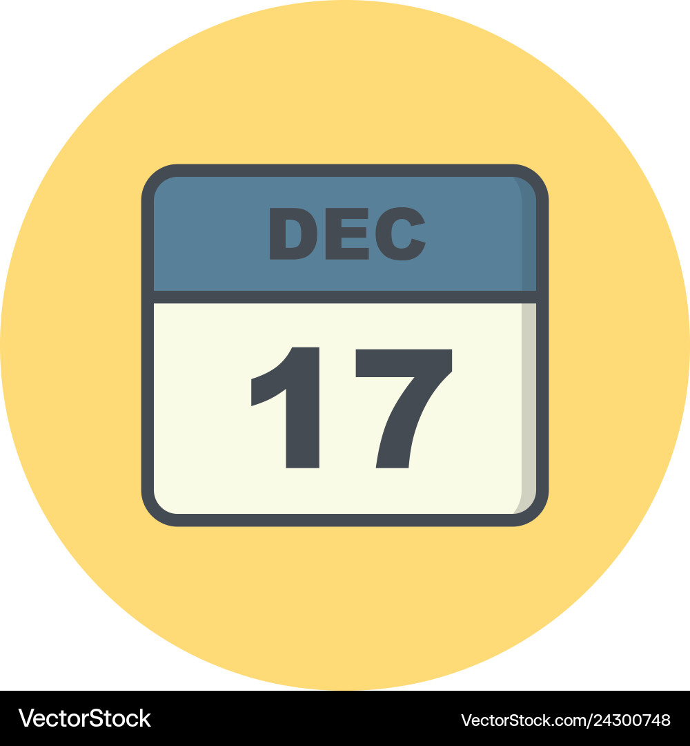 December 17th date on a single day calendar Vector Image