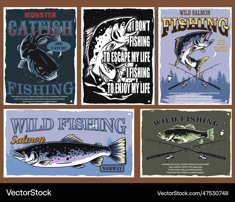 Fishing poster design for print Royalty Free Vector Image