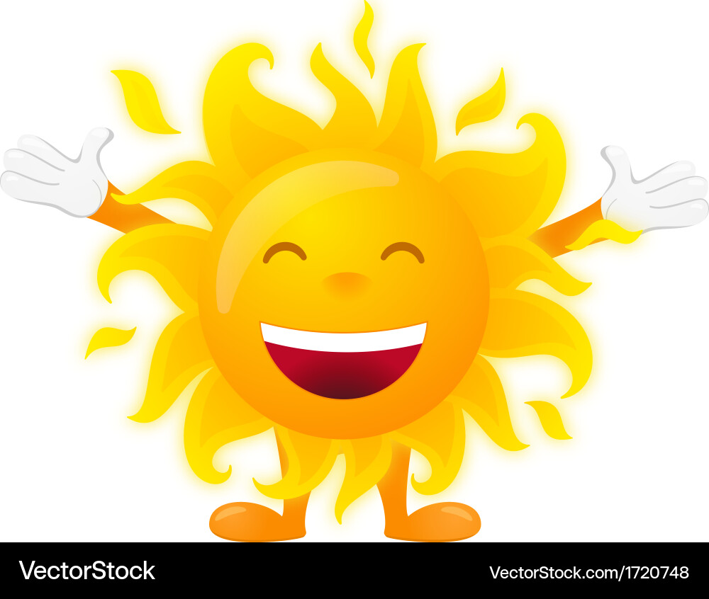 Happy sunny character isolated on white background