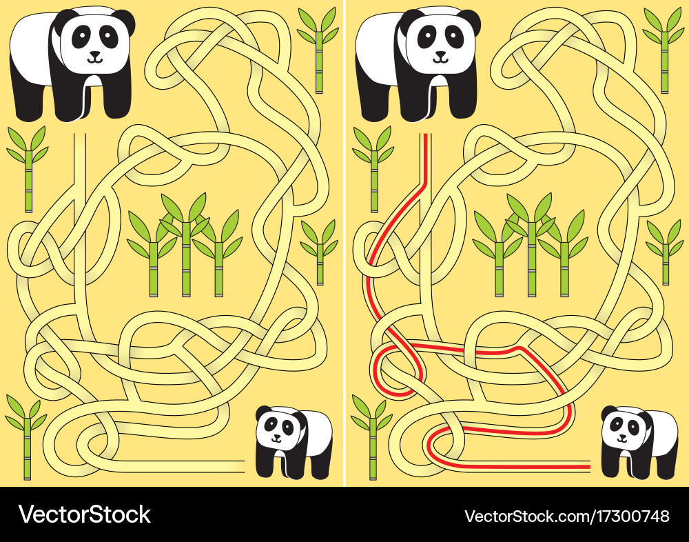 Panda maze Royalty Free Vector Image - VectorStock