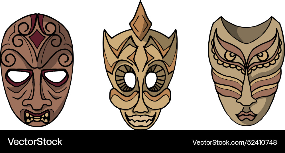 Tribal masks collection Royalty Free Vector Image