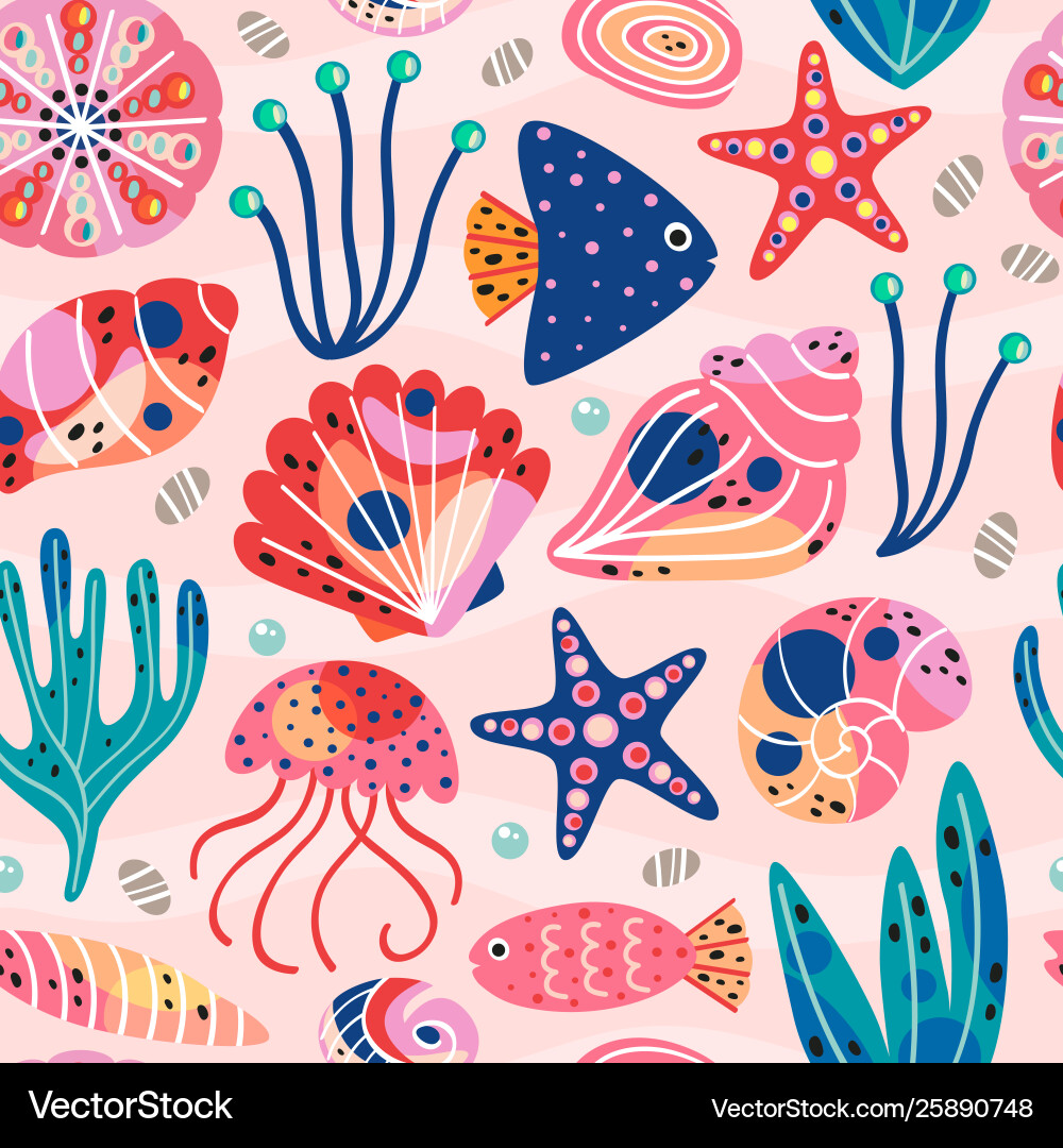 Underwater Sea Life Pattern Royalty Free Vector Image