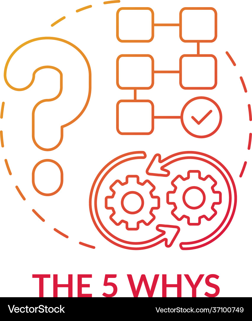 5 warum rote Gradienten-Konzept-Symbol Lizenzfreier Vektor