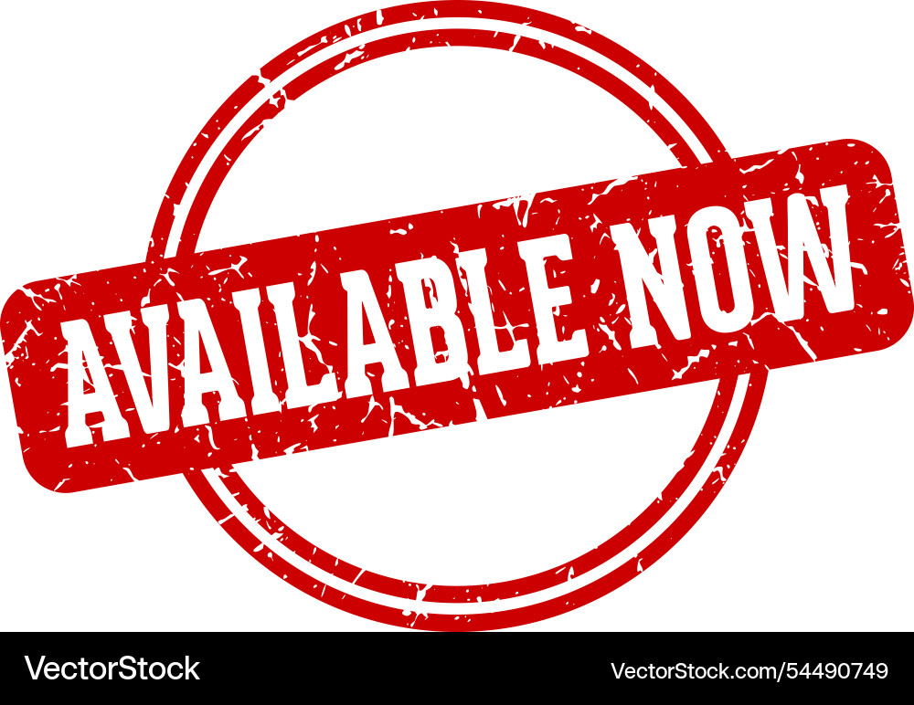 Available now stamp Royalty Free Vector Image - VectorStock