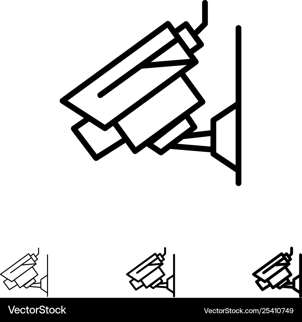 Camera cctv security surveillance bold and thin Vector Image
