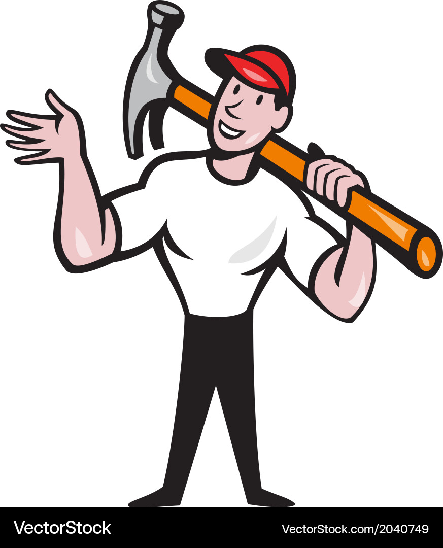 Carpenter builder hammer cartoon Royalty Free Vector Image