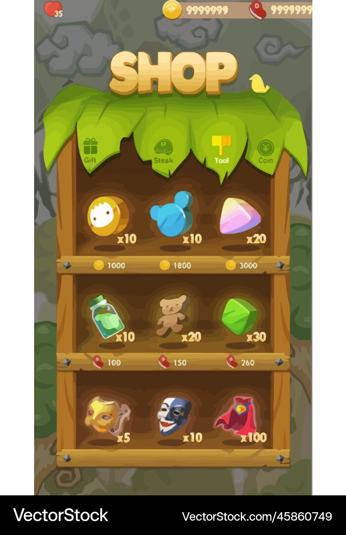 Complete set of level button game ui pop-up icon Vector Image