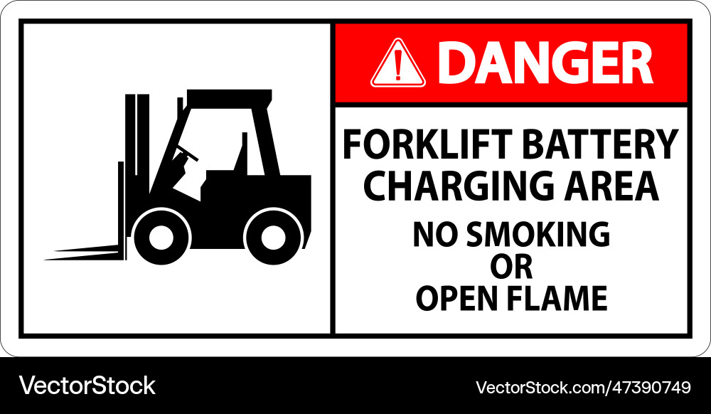 Danger sign forklift battery charging area Vector Image