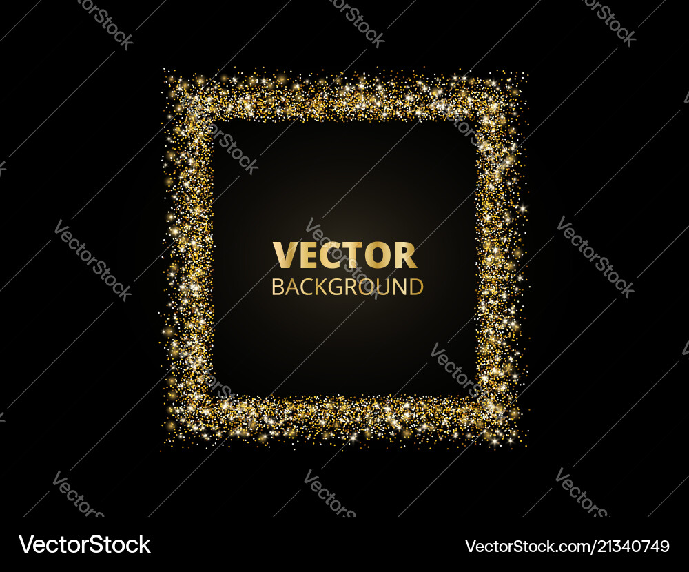 Festive golden sparkle background glitter border Vector Image