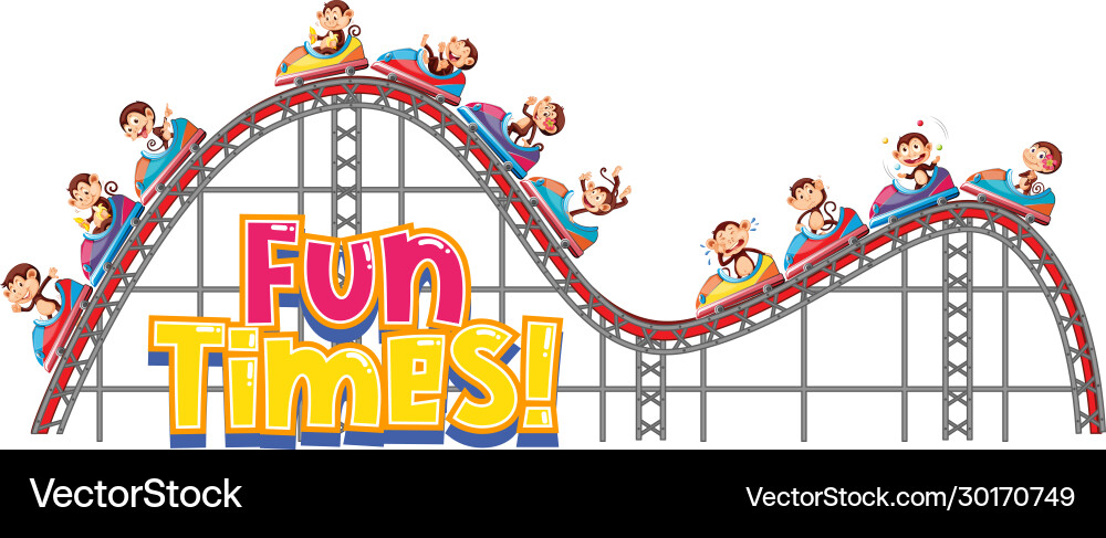 Font design for word fun times with happy monkeys Vector Image
