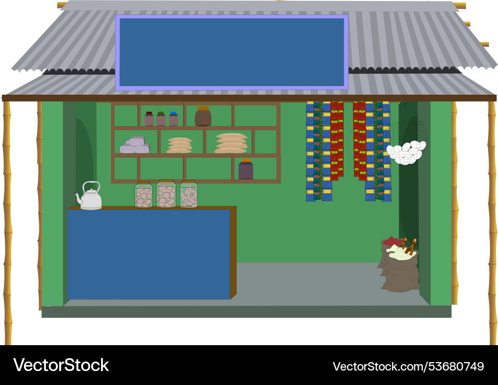 Indian village tea stall isolated white background