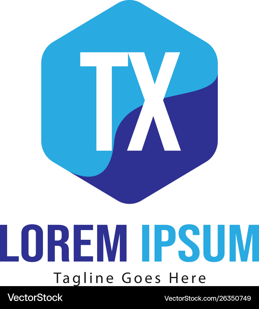 Initial tx logo template with modern frame Vector Image