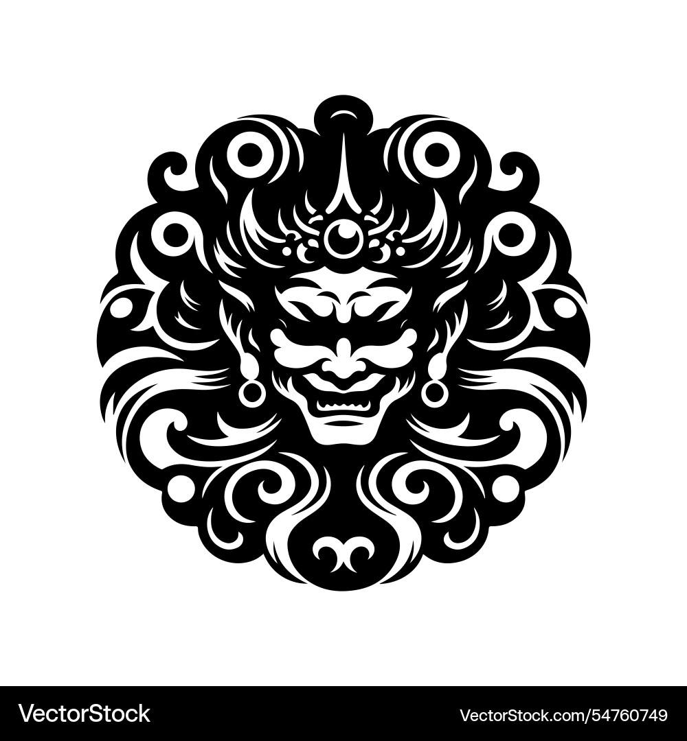 Japanese tengu silhouette - mythical creature Vector Image