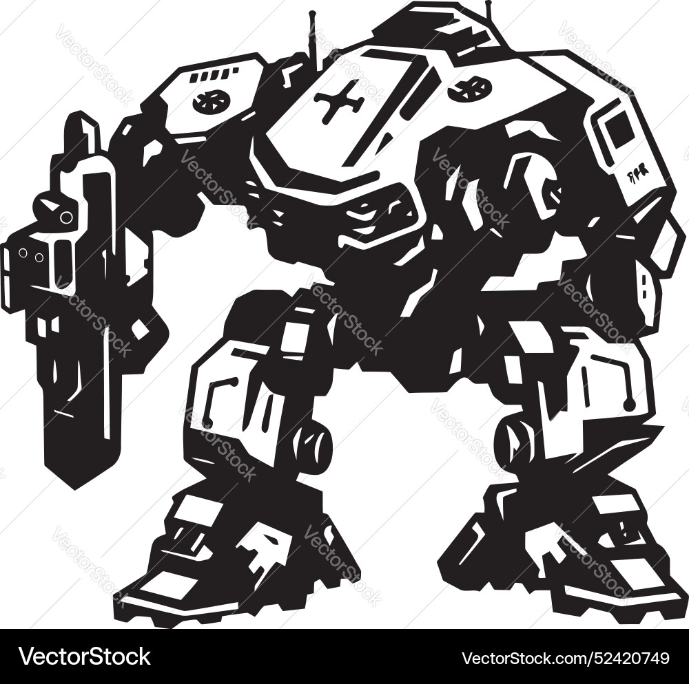 Mecha warrior black logo icon design armored Vector Image