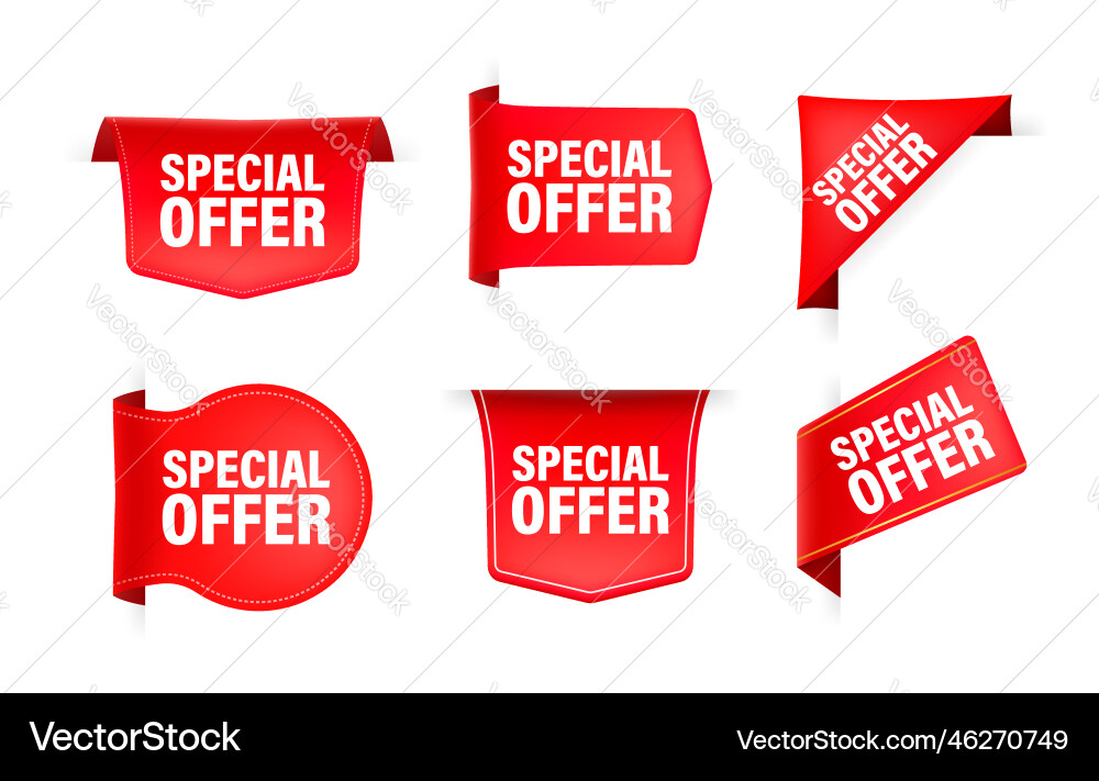 Red ribbon with text special offer banner Vector Image