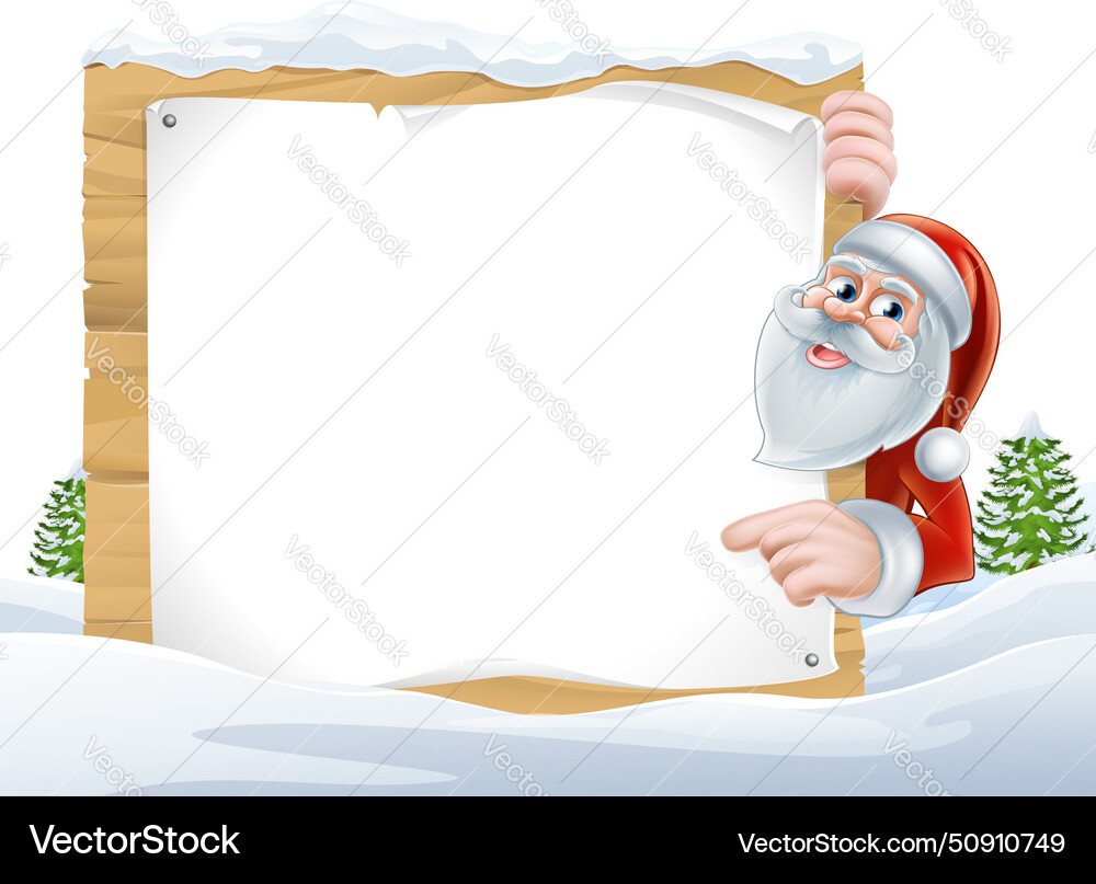 Santa cartoon christmas sign Royalty Free Vector Image