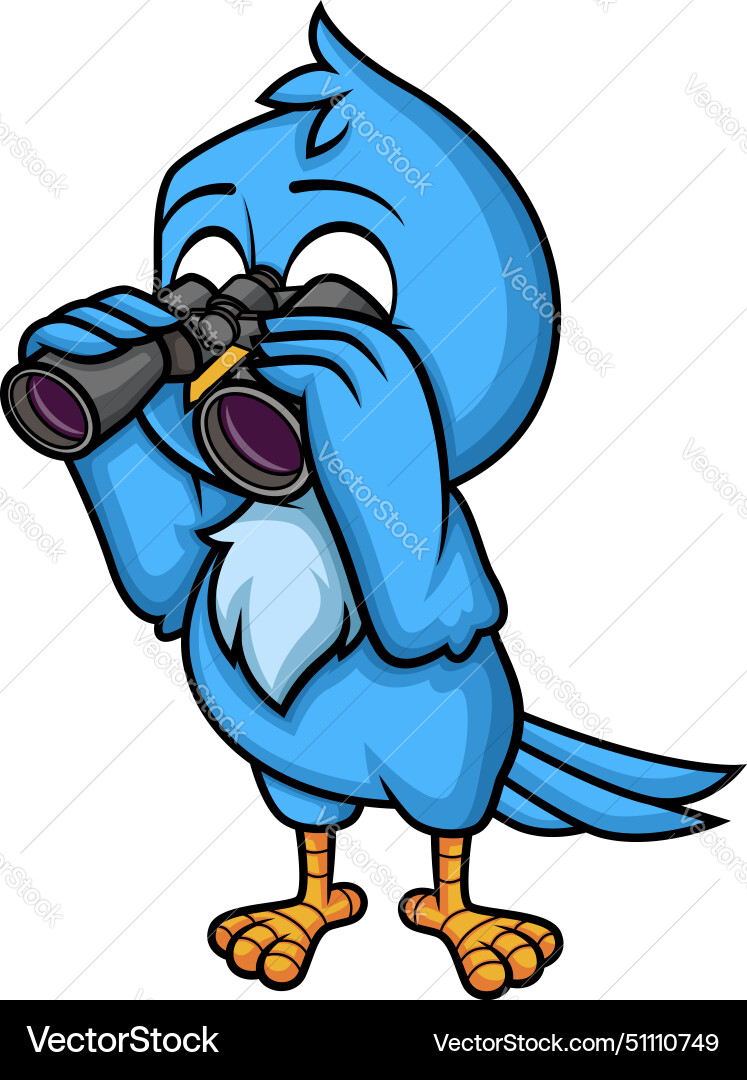 Spy Bird with Binoculars - Cartoon Clip Art Vector Image