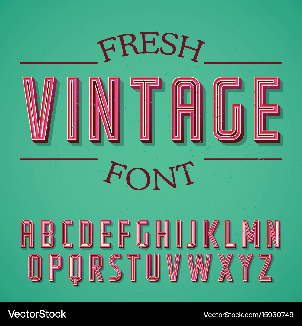 Vintage Style Lettering Font Royalty Free Vector Image