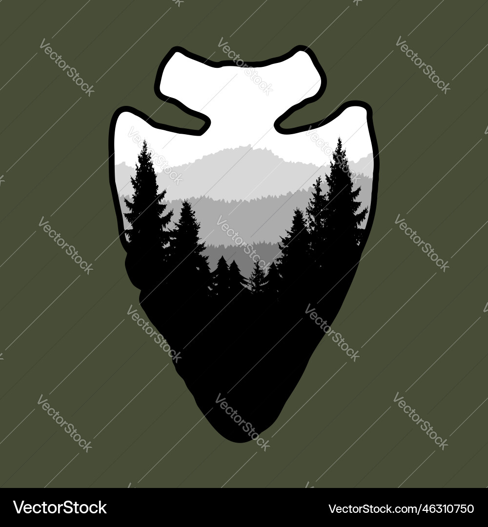 Arrowhead with mountain landscape design element Vector Image