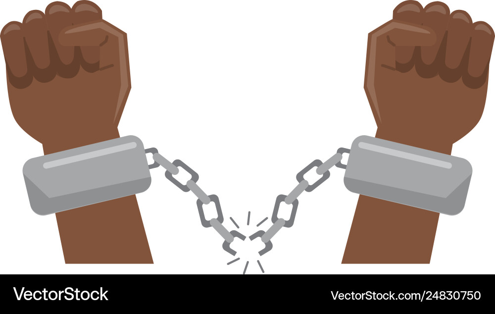 Black hands with chains cartoon Royalty Free Vector Image