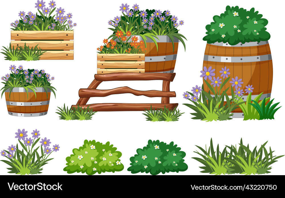 Garden objects and elements Royalty Free Vector Image