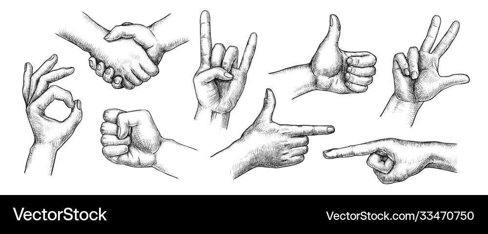 Hand gestures set Royalty Free Vector Image - VectorStock