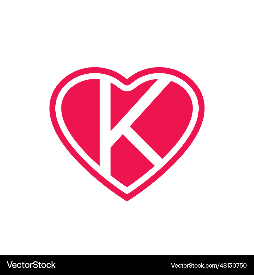 Letter K In Heart Hand Stitched Leather Clay Keychain With Love Heart