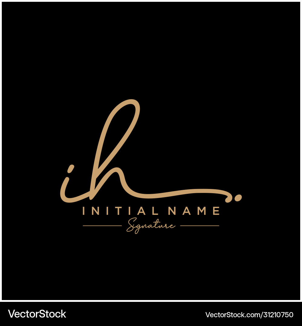 Letter ih signature logo template Royalty Free Vector Image