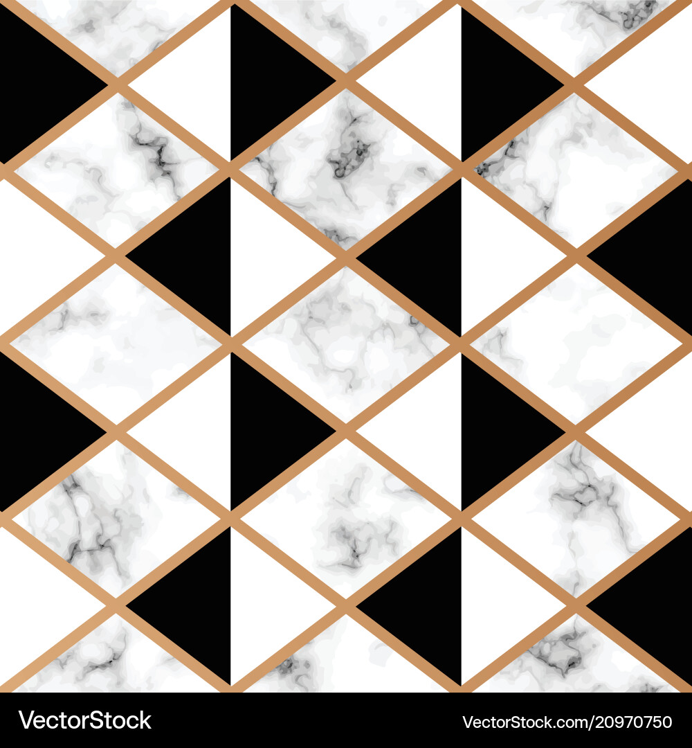 Marble texture design with golden geometric lines Vector Image