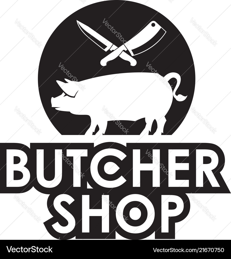 Pig Butcher Shop Label Royalty Free Vector Image