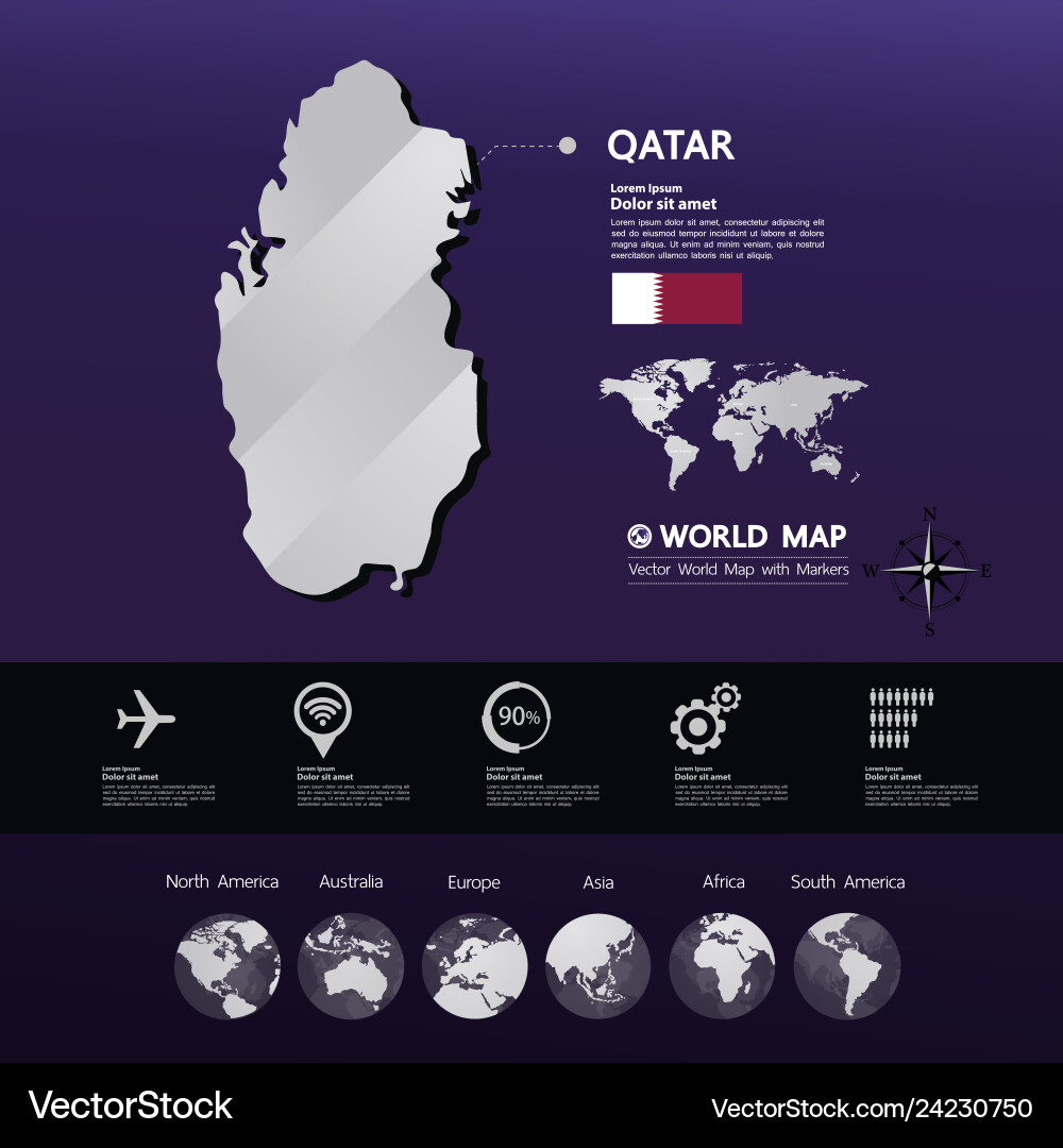 Qatar map Royalty Free Vector Image - VectorStock